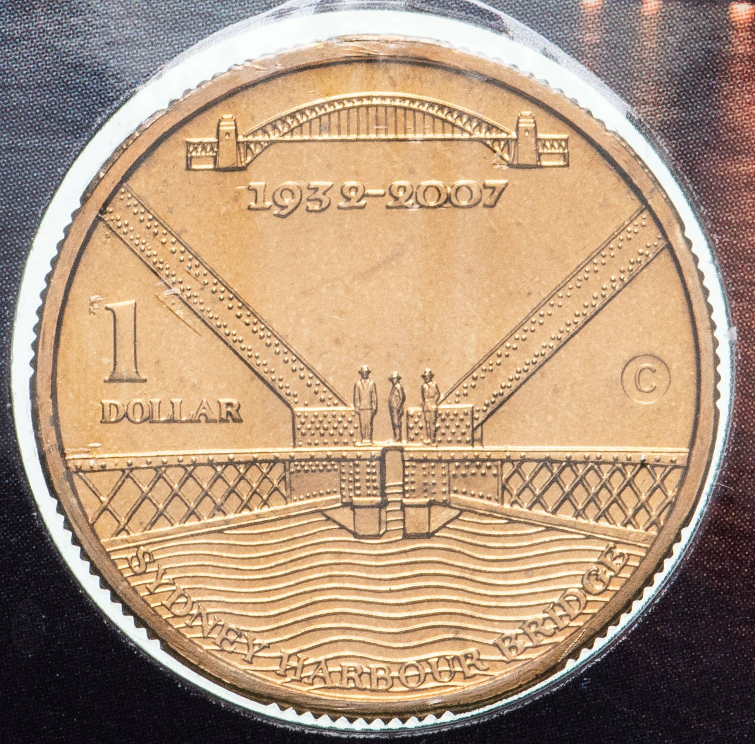 Австралия 1 доллар 2007 "75 лет мосту Харбор-Бридж" в запайке, Бронза, в сохранности UNC