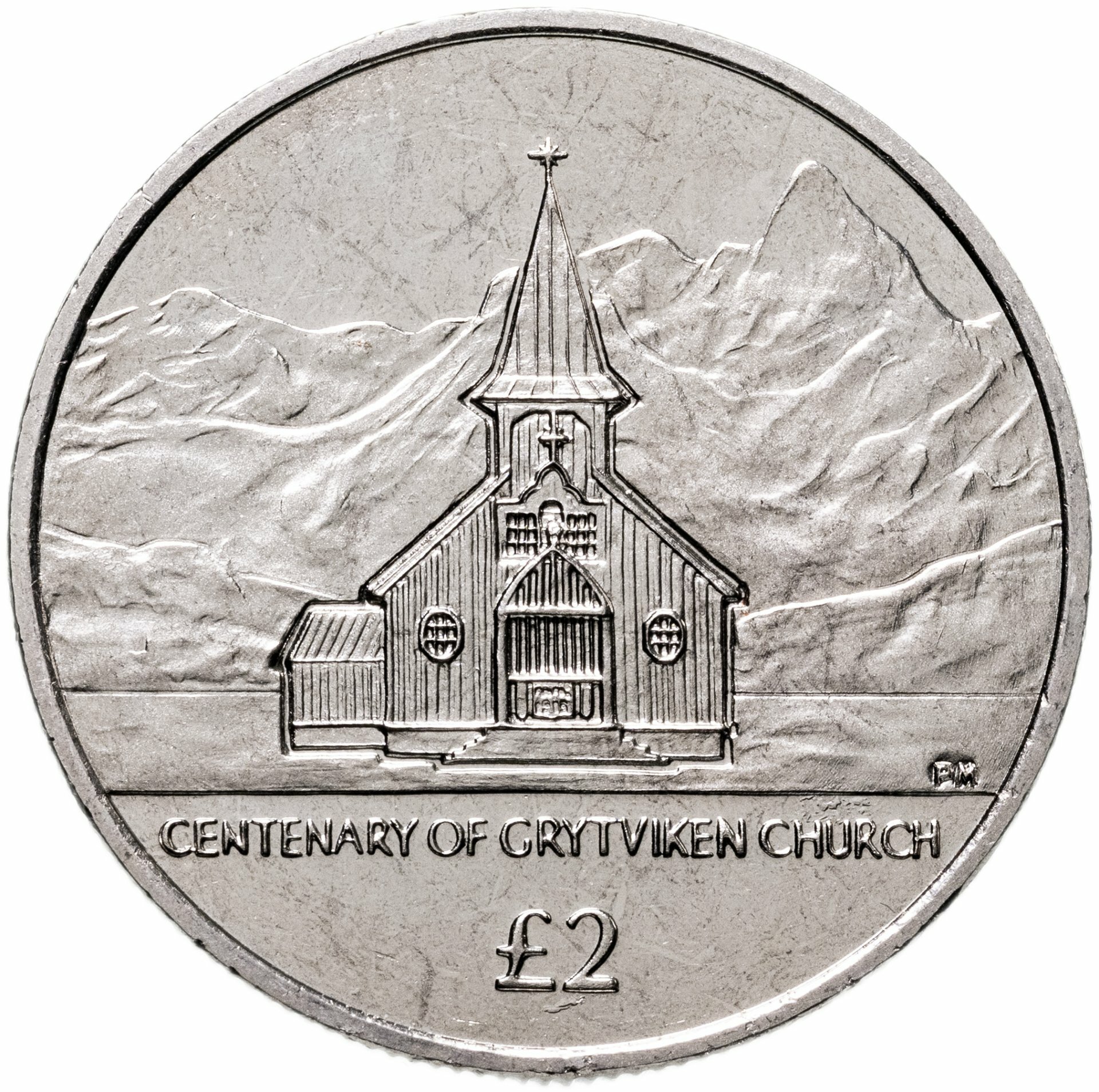 Южная Георгия 2 фунта 2013 "100 лет Норвежской лютеранской церкви", Мельхиор медь-никель, в сохранности BUNC