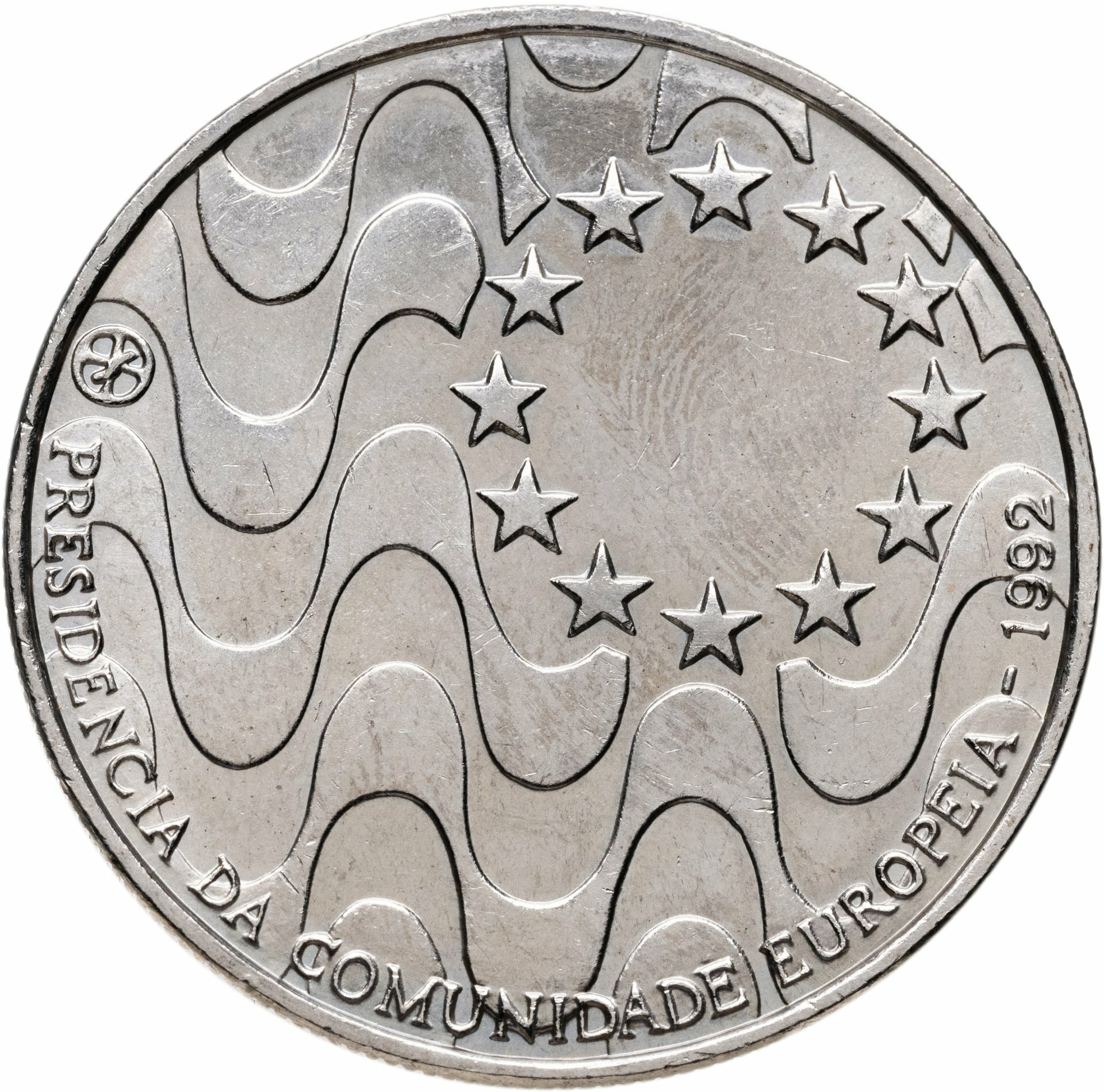 Португалия 200 эскудо escudos 1992 "Председательство Португалии в Евросоюзе", Мельхиор медь-никель, в сохранности AU-UNC