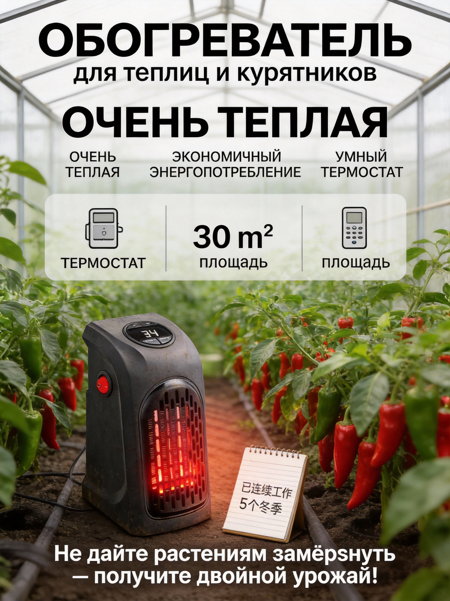 Обогреватель для теплиц, парников, курятников