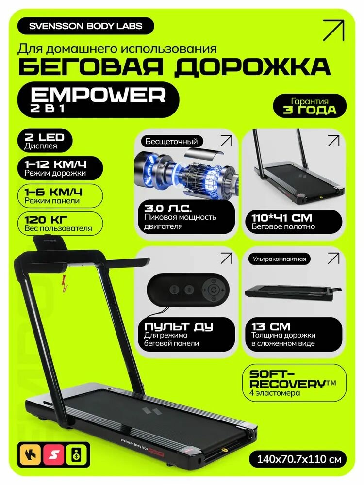 Беговая дорожка SVENSSON BODY LABS EMPOWER, электрическая, складная, 110x41см