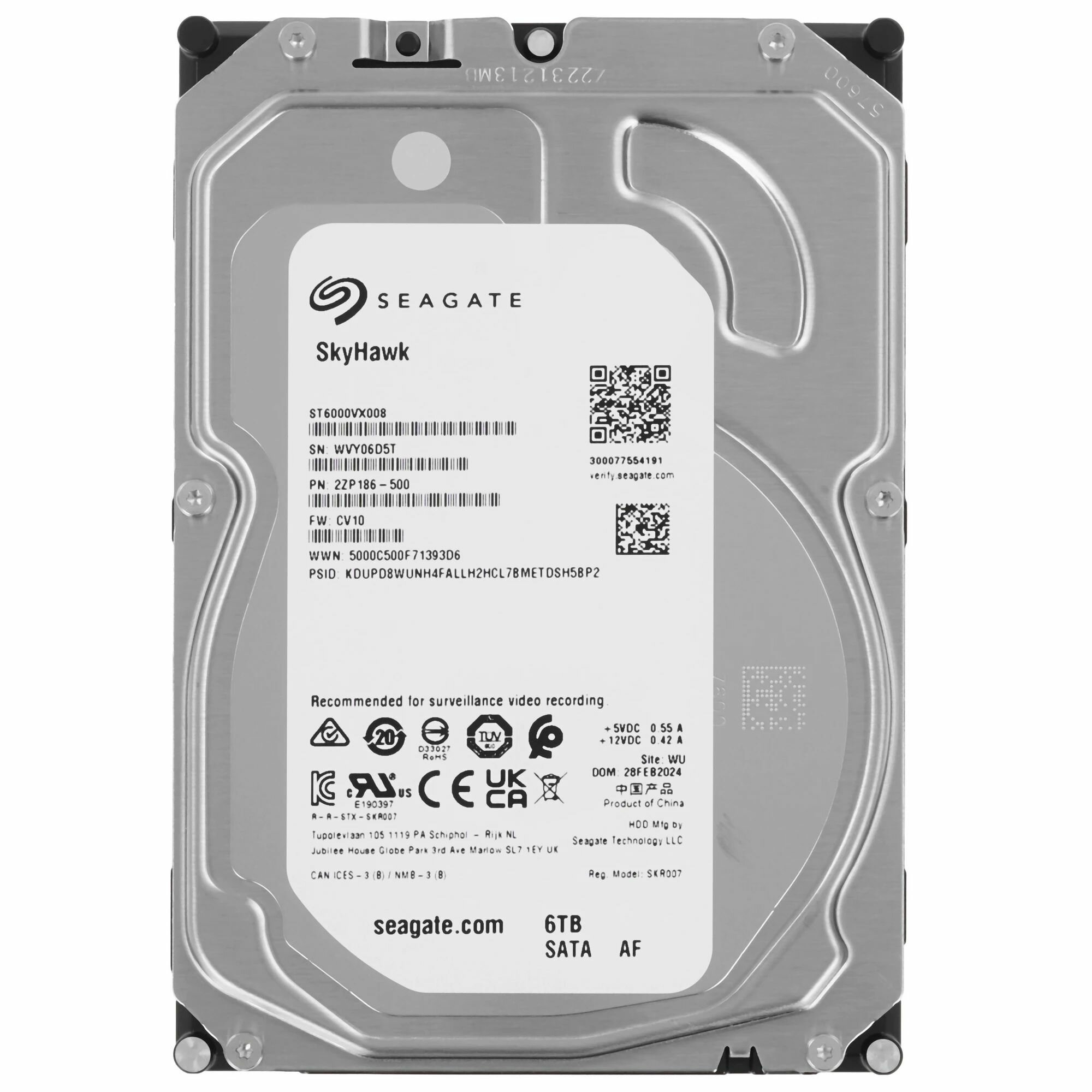 6 ТБ Жесткий диск Seagate SkyHawk ST6000VX008