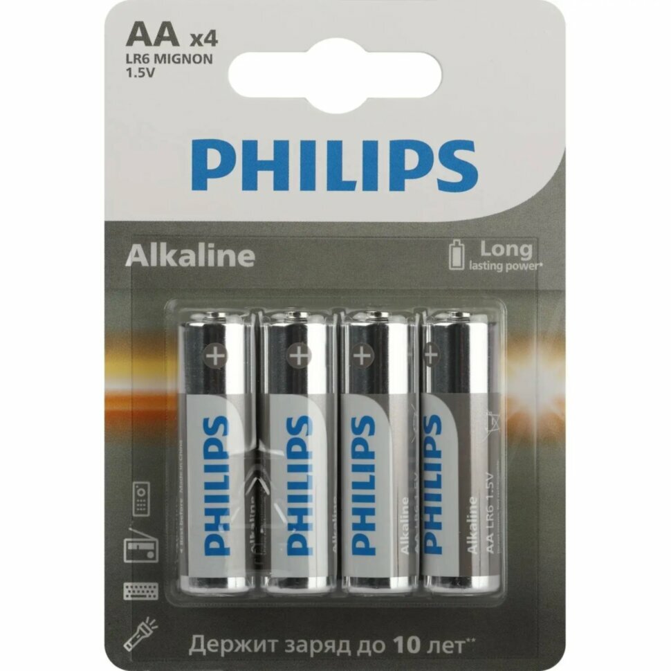 Батарейка Philips Entry АА LR6-4BL/LR6A4B/51 алкалин. 1,5v 4 шт/уп, 2085088