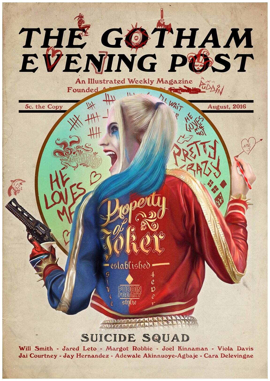 Постер / Плакат / Картина Отряд самоубийц - Газета Готэма 40х50 см в раме