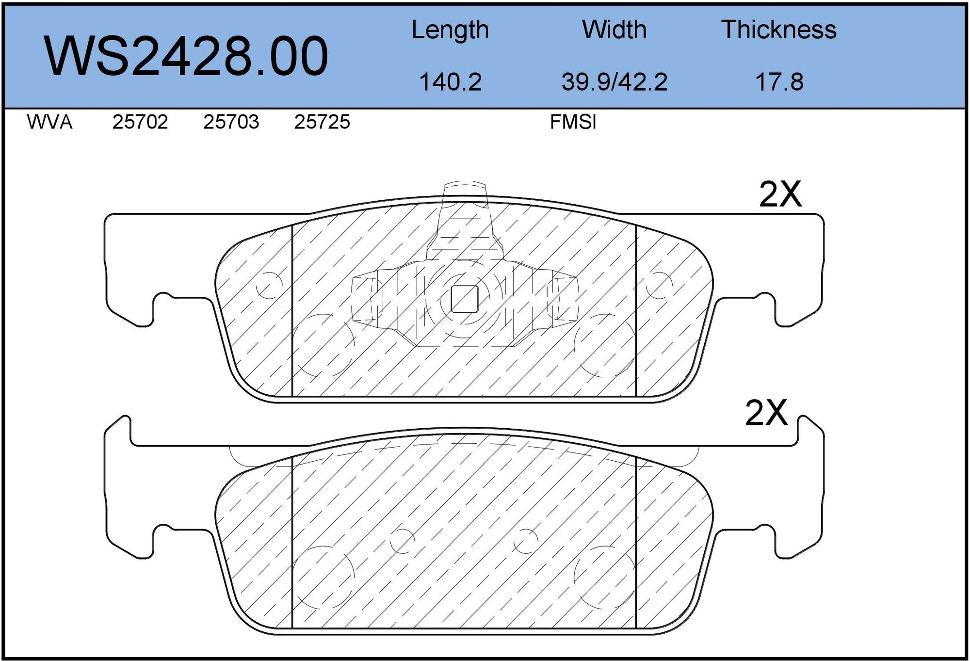 Колодки тормозные дисковые перед JEENICE WS2428.00