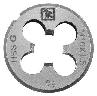 Плашка D-DRIVE круглая ручная с напр-ей в наборе М10х1.5, HSS, Ф25х9 мм MDG1015 Thorvik