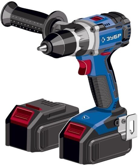 Дрель-шуруповерт аккумуляторная Зубр DB-201-42, 2 АКБ (4Ач) «профессионал»