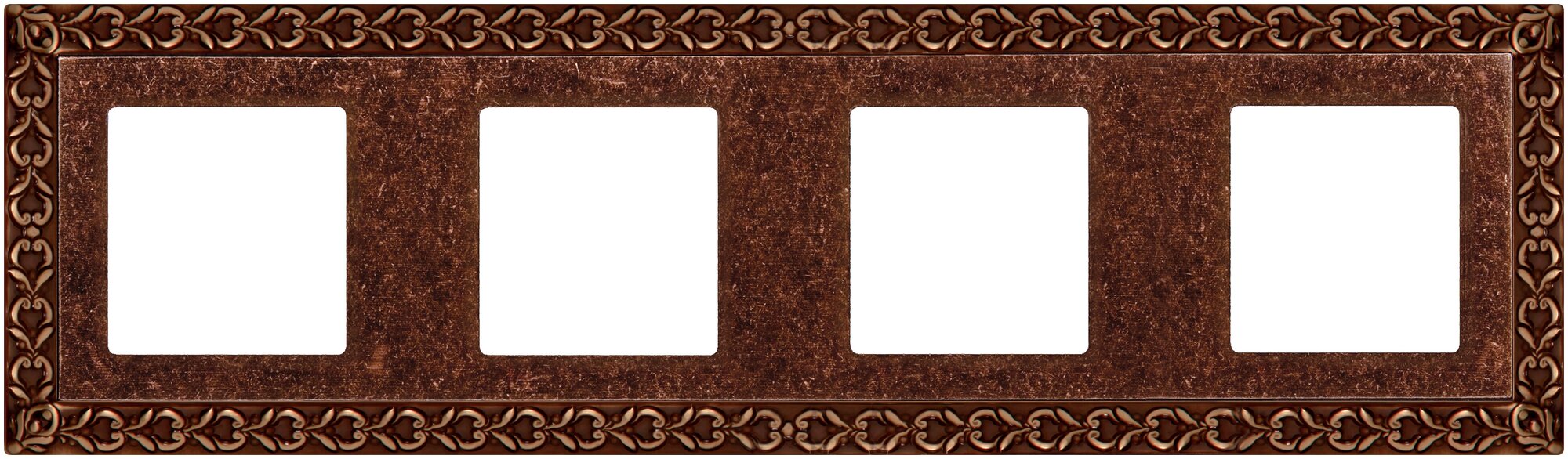 Рамка декоративная San Sebastian на 4 поста, универсальный монтаж, цвет rustic copper, металл