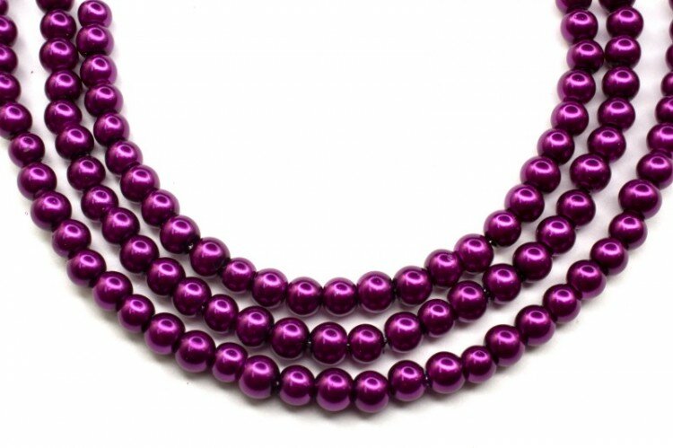 Жемчуг искусственный 4мм, отверстие 0,5мм, цвет фиолетовый, 512-021, 20шт