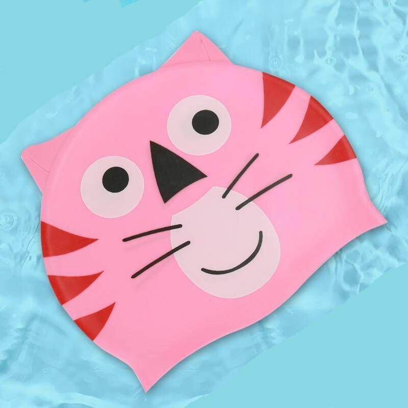 Шапочка для плавания YOUYOU Тигренок розовый силиконовая детская для бассейна на обхват головы 48-54