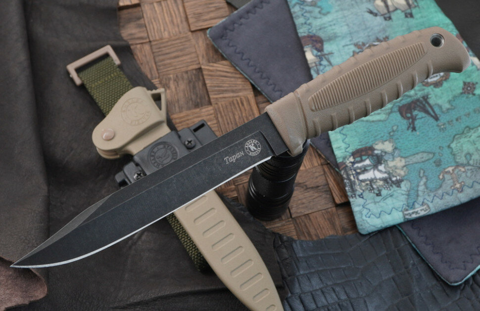 Нож Кизляр Таран V2, сталь AUS-8, рукоять эластрон, песок