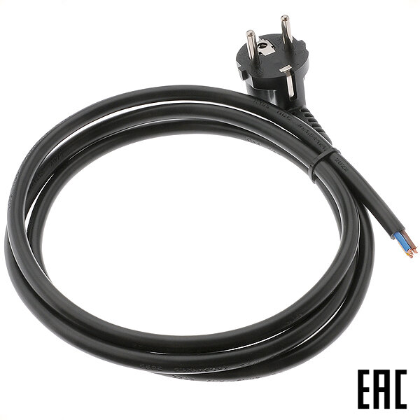 Шнур армированный вилкой "евр" 1,5м черный Электрическая мануфактура ПВС-ВП-3х1,5-1,5 (8 шт. в наборе)