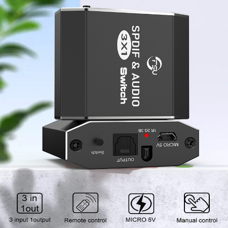 Оптический переключатель switch аудиосигнала Toslink 3 на 1 — купить в ...