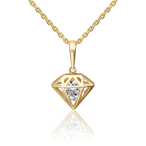 Подвеска, золото, 585 проба, фианит