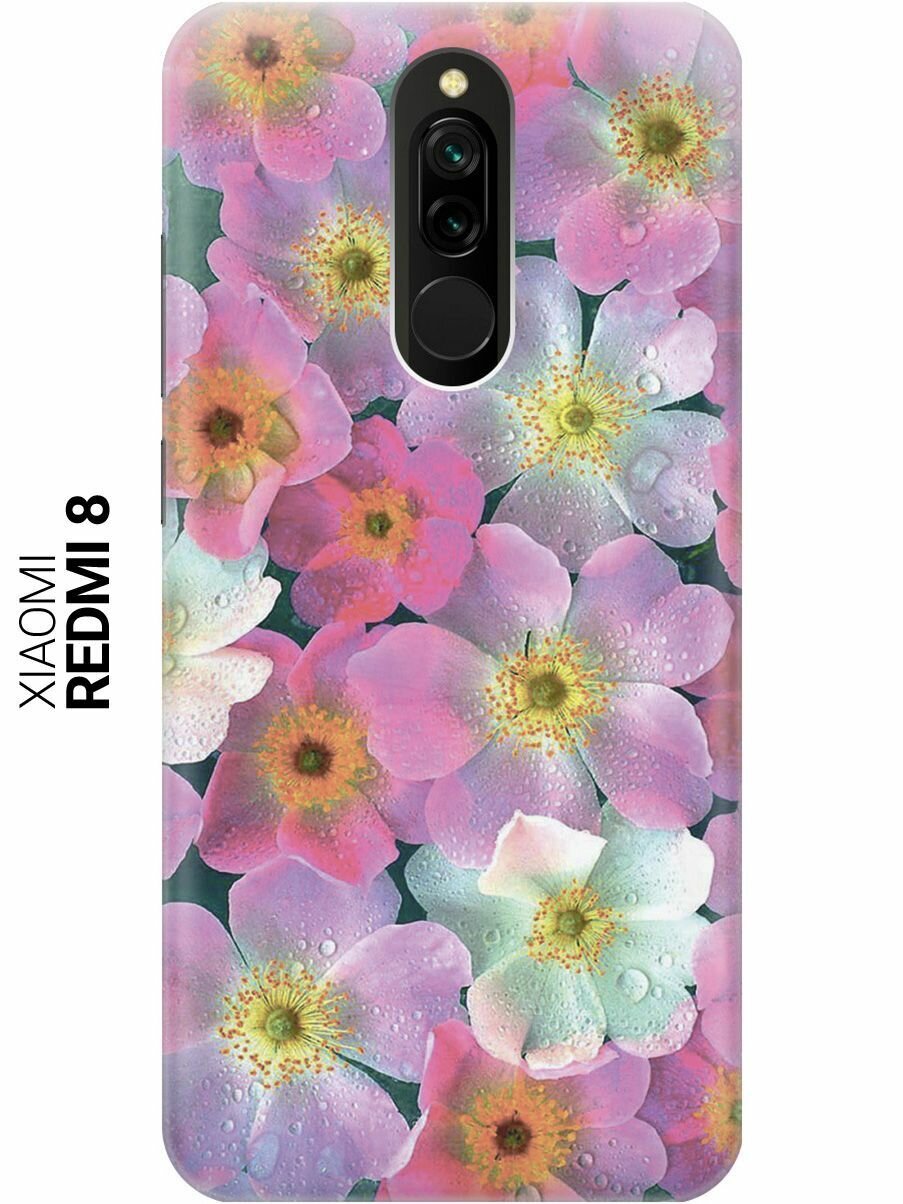 Силиконовый чехол на Xiaomi Redmi 8, Сяоми Редми 8 с принтом "Розовые фиалки"