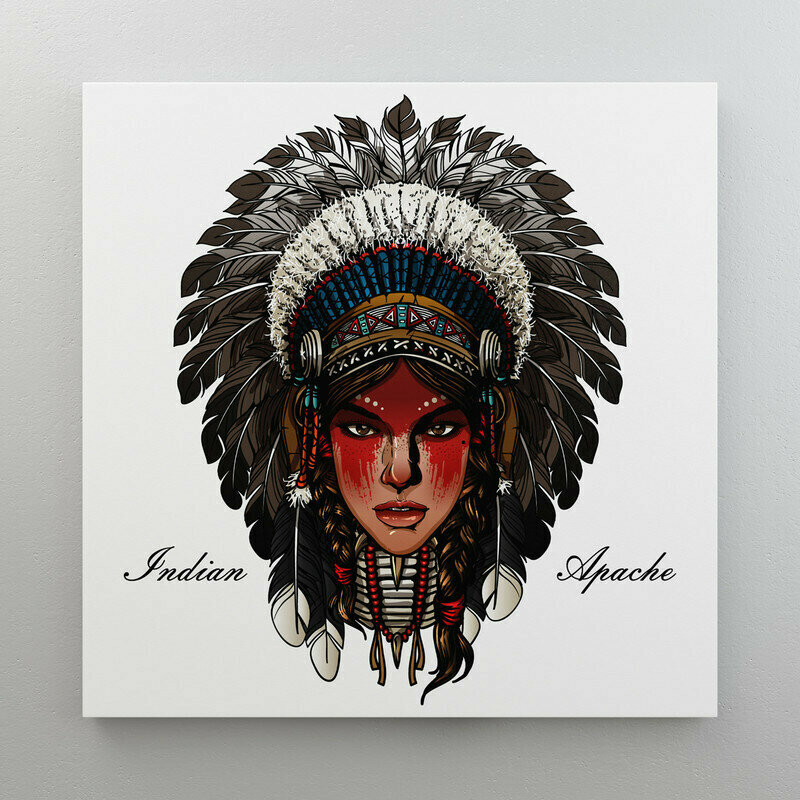 Интерьерная картина на холсте "Иллюстрация - девушка из индейского племени №2" размер 60x60 см