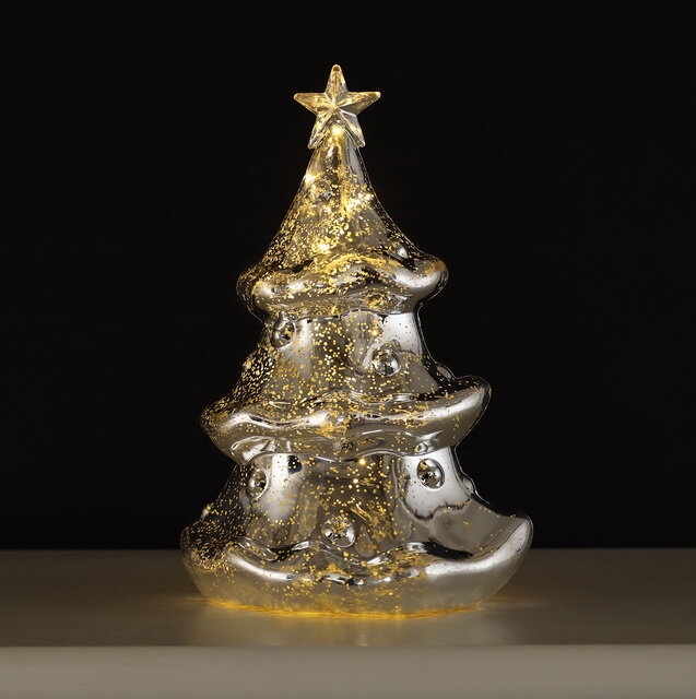 Новогодний светильник Космо Silver - Елочка Линдгрен 26 см на батарейках, 10 LED ламп, Peha, PT-57125