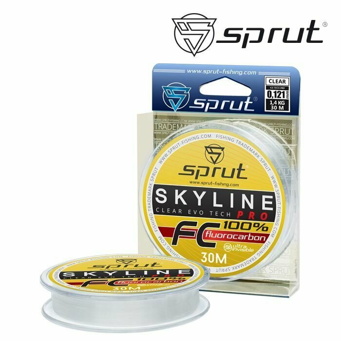 Леска флюорокарбоновая Sprut прозрачная 0,251мм/5,3кг/30м