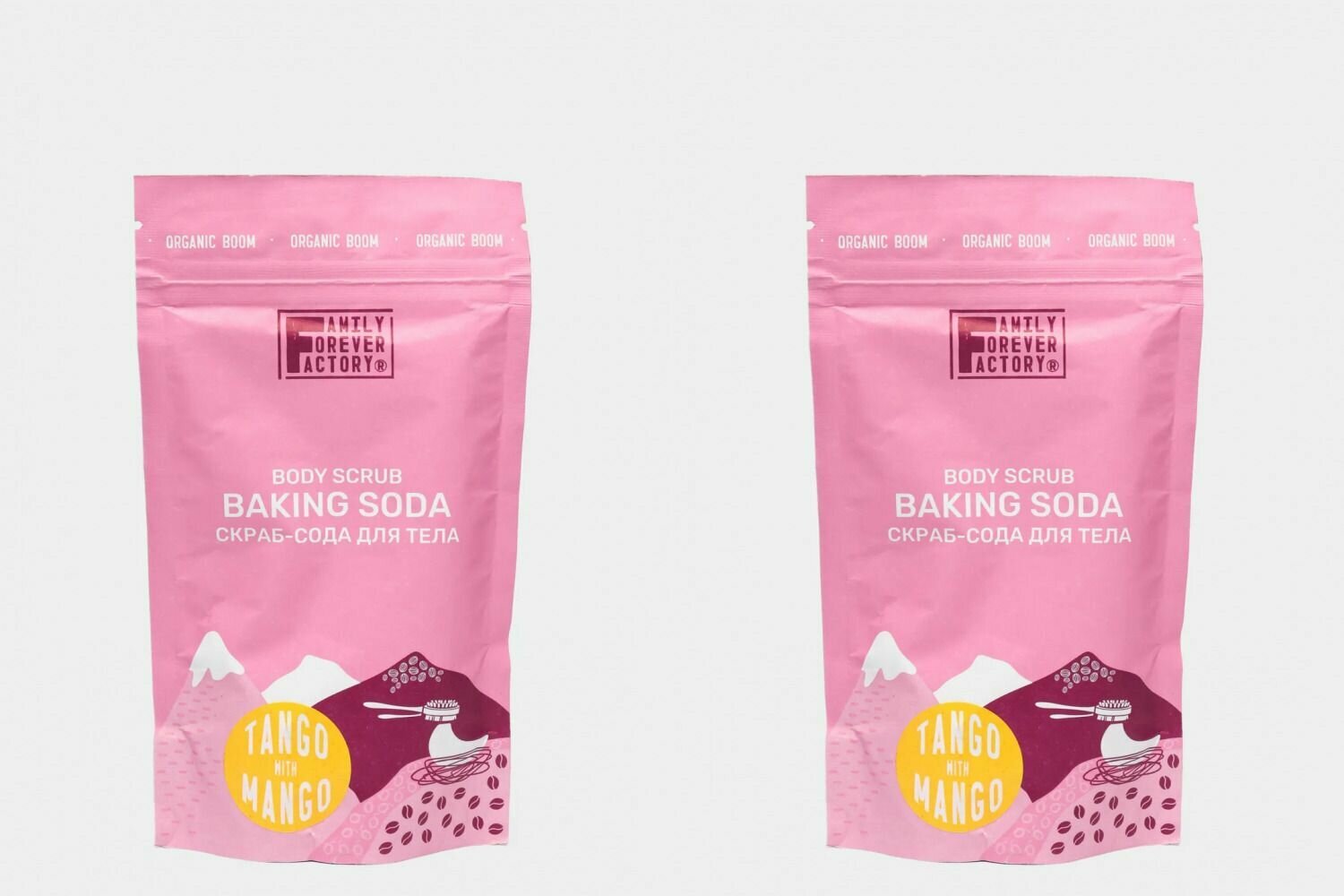 Family Forever Скраб-сода для тела Бамбина капучина кофе, морская соль и сода, 200 г 2 шт