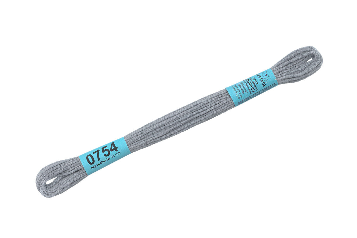 Мулине GAMMA нитки для вышивания 8м. 0754 серо-голубой, 1 штука.
