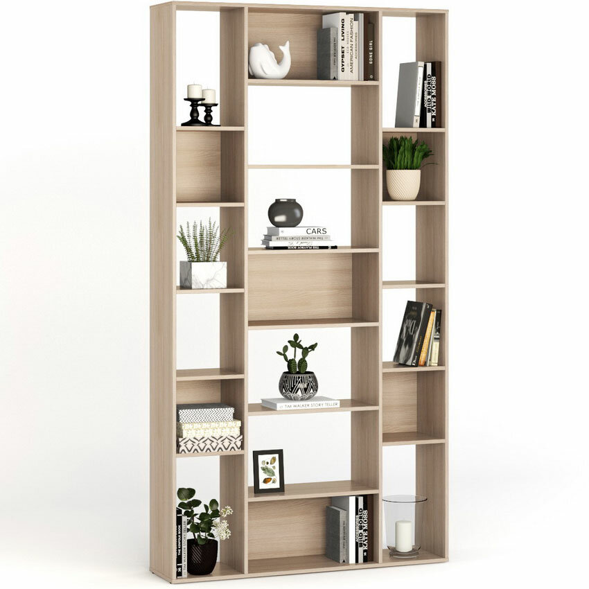 Стеллаж перегородка для зонирования комнаты 1250х296х2369 мм МагМебель №23 ясень шимо светлый