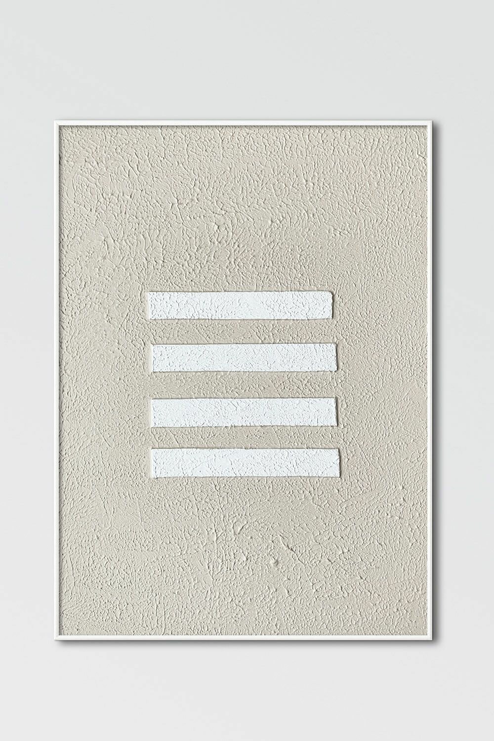 Картина ручной работы DECORMARKT Полосы на бежевом, в белой рамке 50х70 см