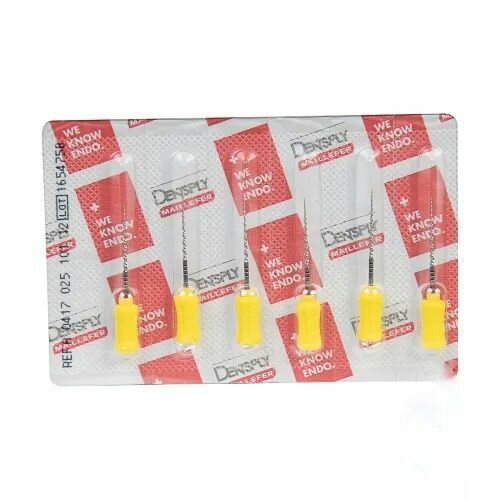Протейперы ручные (6шт) ProTaper Дентсплай Майлифер (Dentsply Maillefer)в наборе ( 25 мм F1 (6 шт/уп) Желтый)