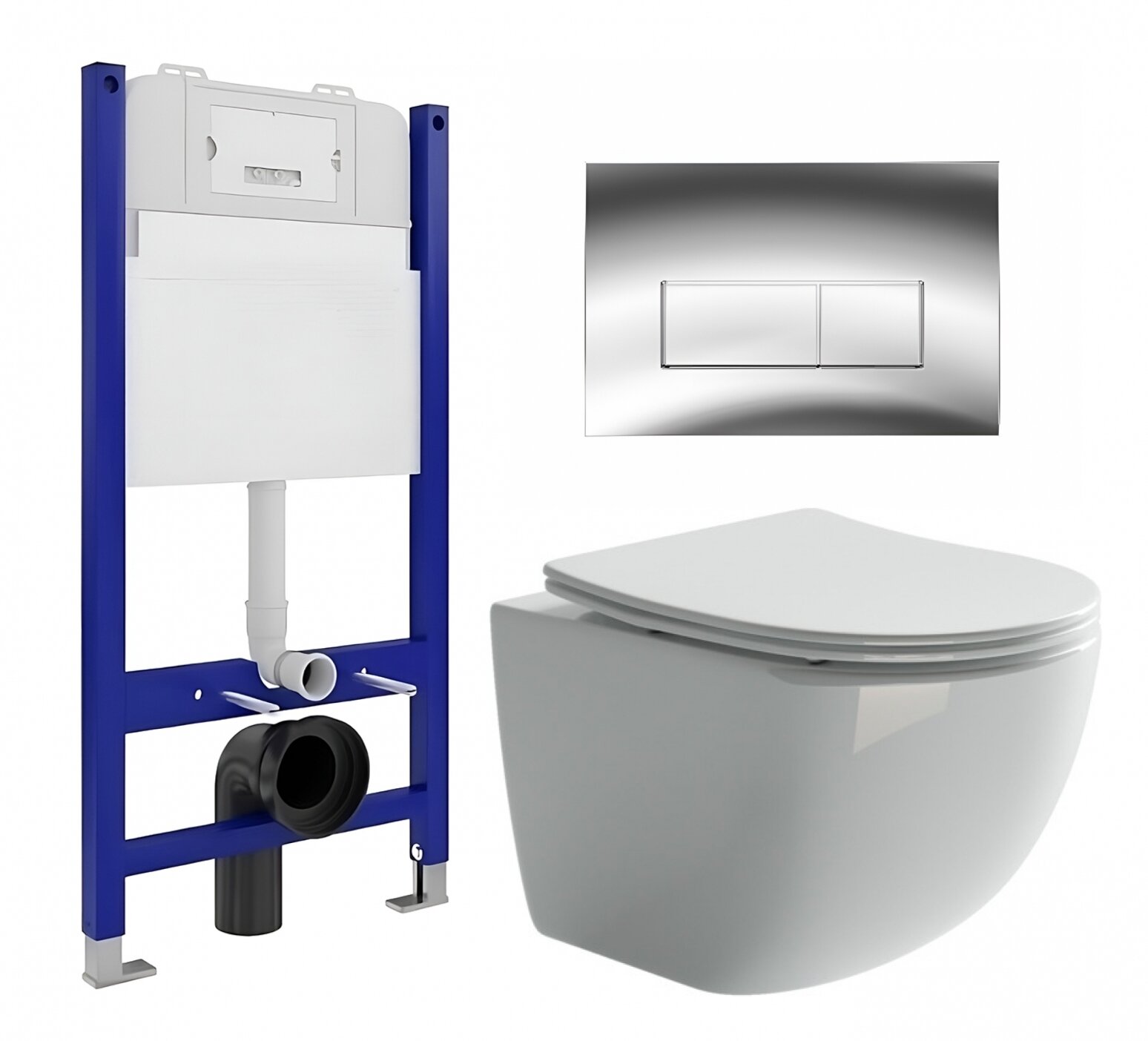 Комплект 3 в 1 инсталляция Enio Tecnico 50 EN8050050 + Унитаз подвесной Ceramica Nova Forma CN3009 + кнопка хром Rettangolo