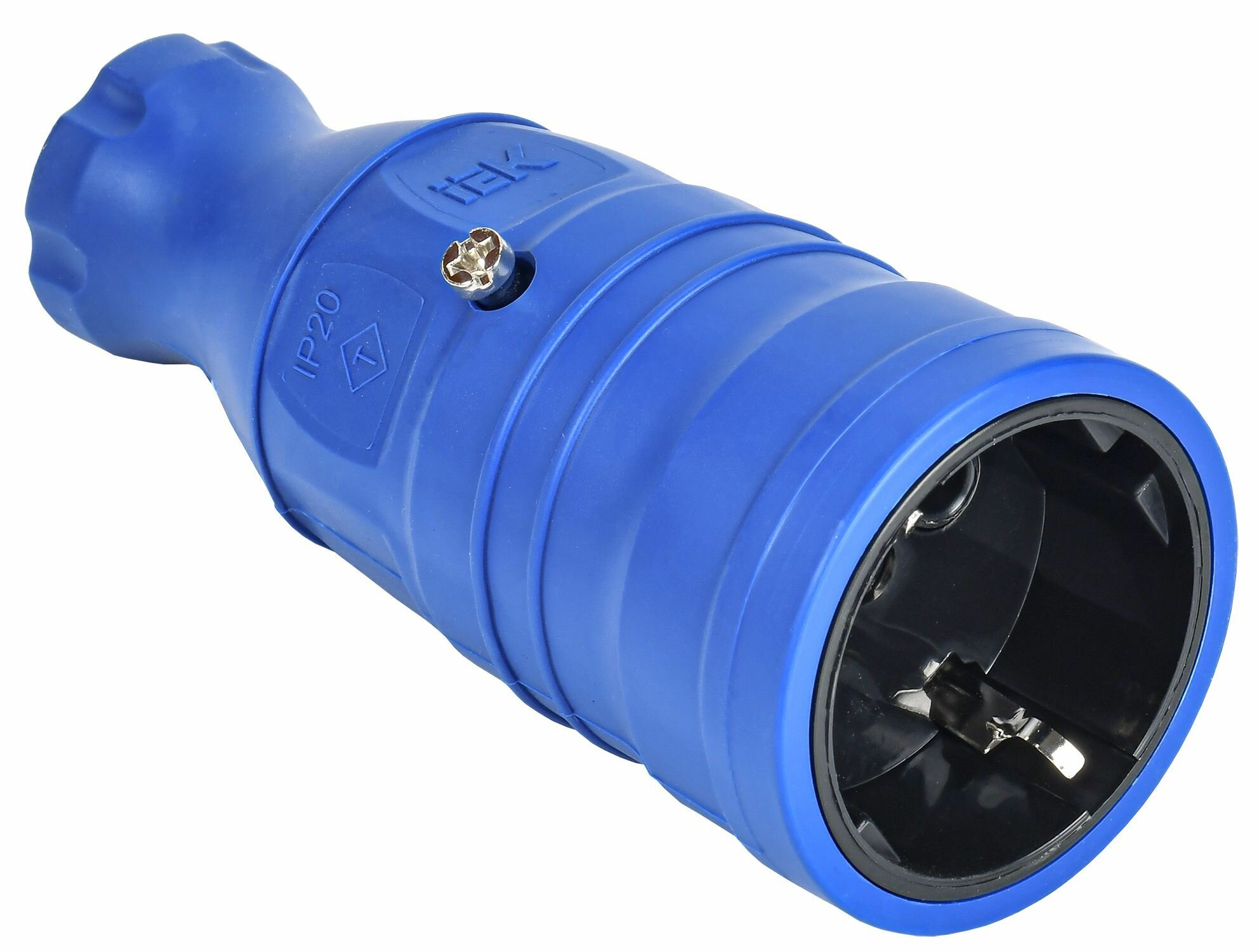 OMEGA Розетка переносная РБп14-1-0м IP20 каучук синяя IEK