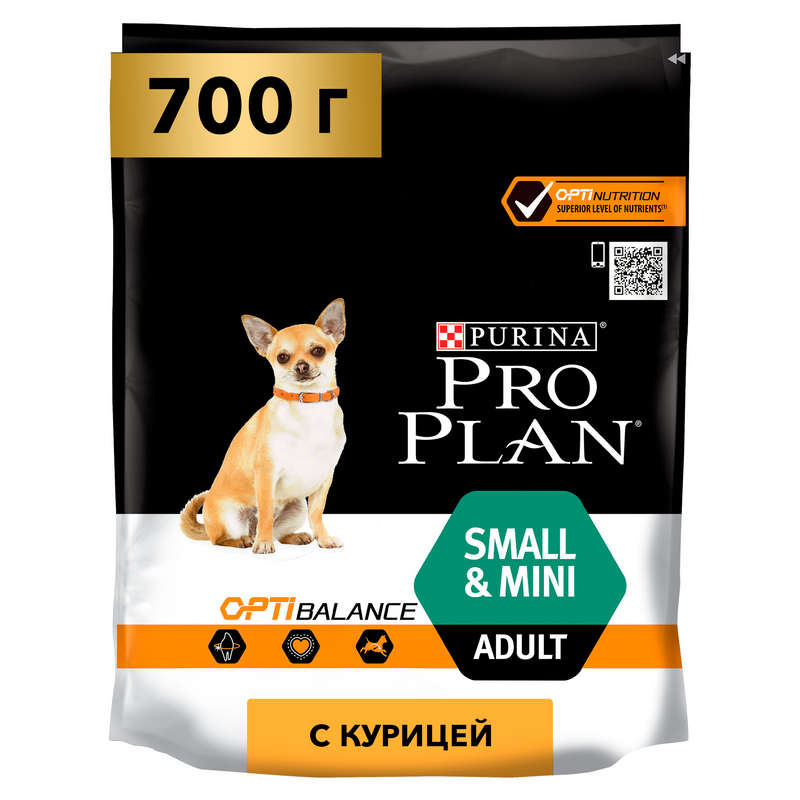 Сухой корм Pro Plan для взрослых собак мелких и карликовых пород, с высоким содержанием курицы, 700 гр
