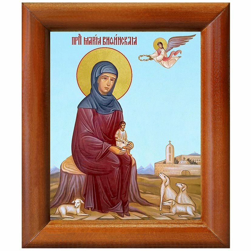 Преподобная Мария Вифинская, икона в деревянной рамке 8*9,5 см