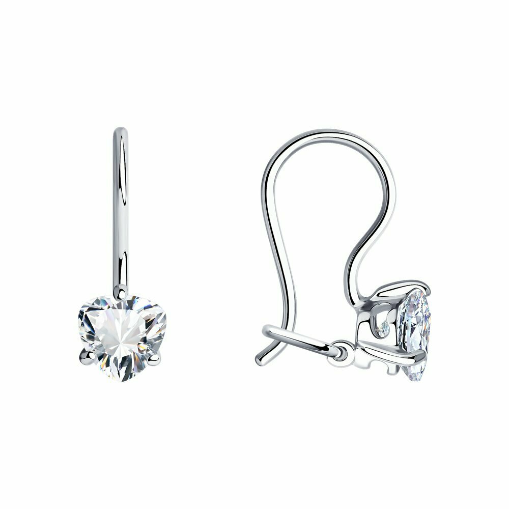 Серьги, серебро, 925 проба, родирование, фианит