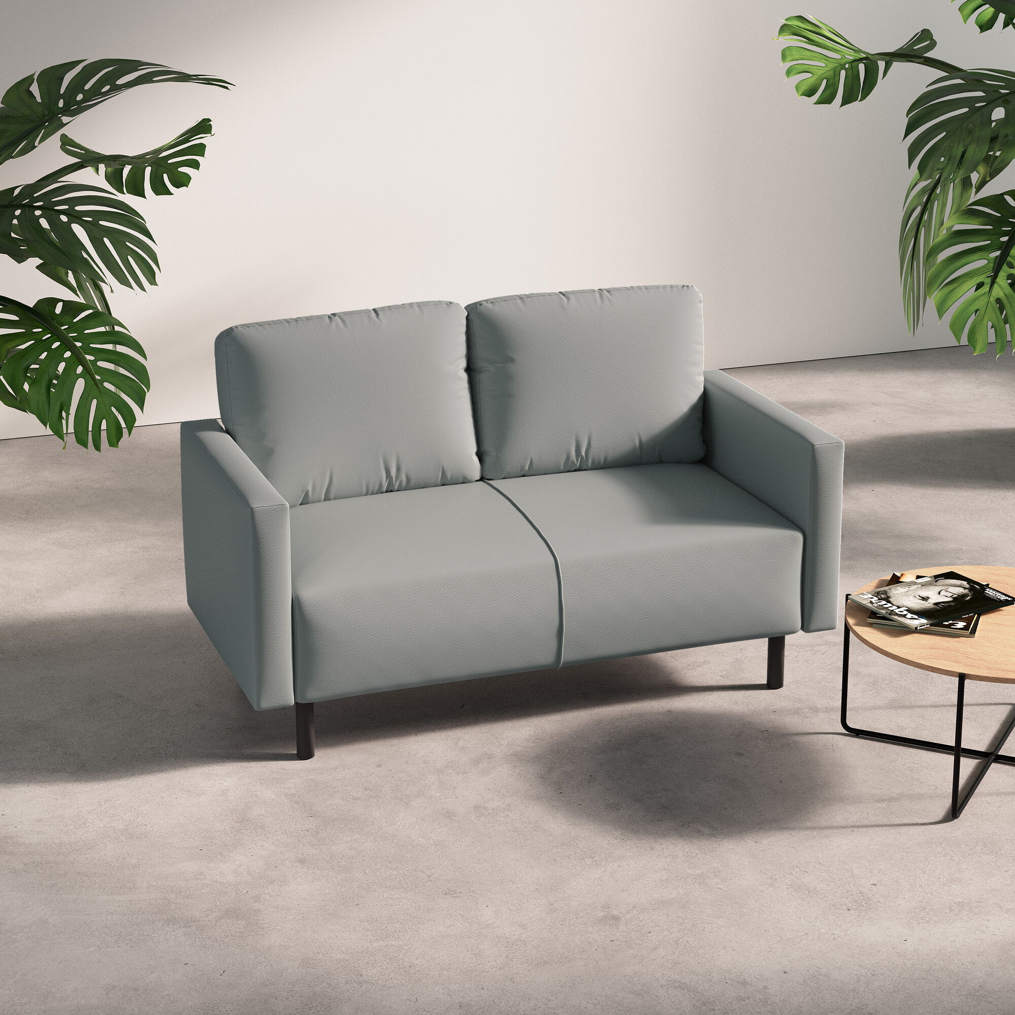 Диван Сканди, на кухню, в офис, 120 см, экокожа серый