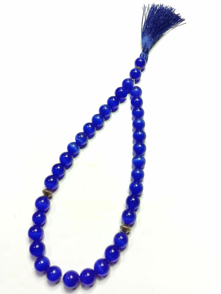 Мусульманские четки из кошачьего глаза, 33 бусины, диаметр 10 мм. в подарочной коробке.