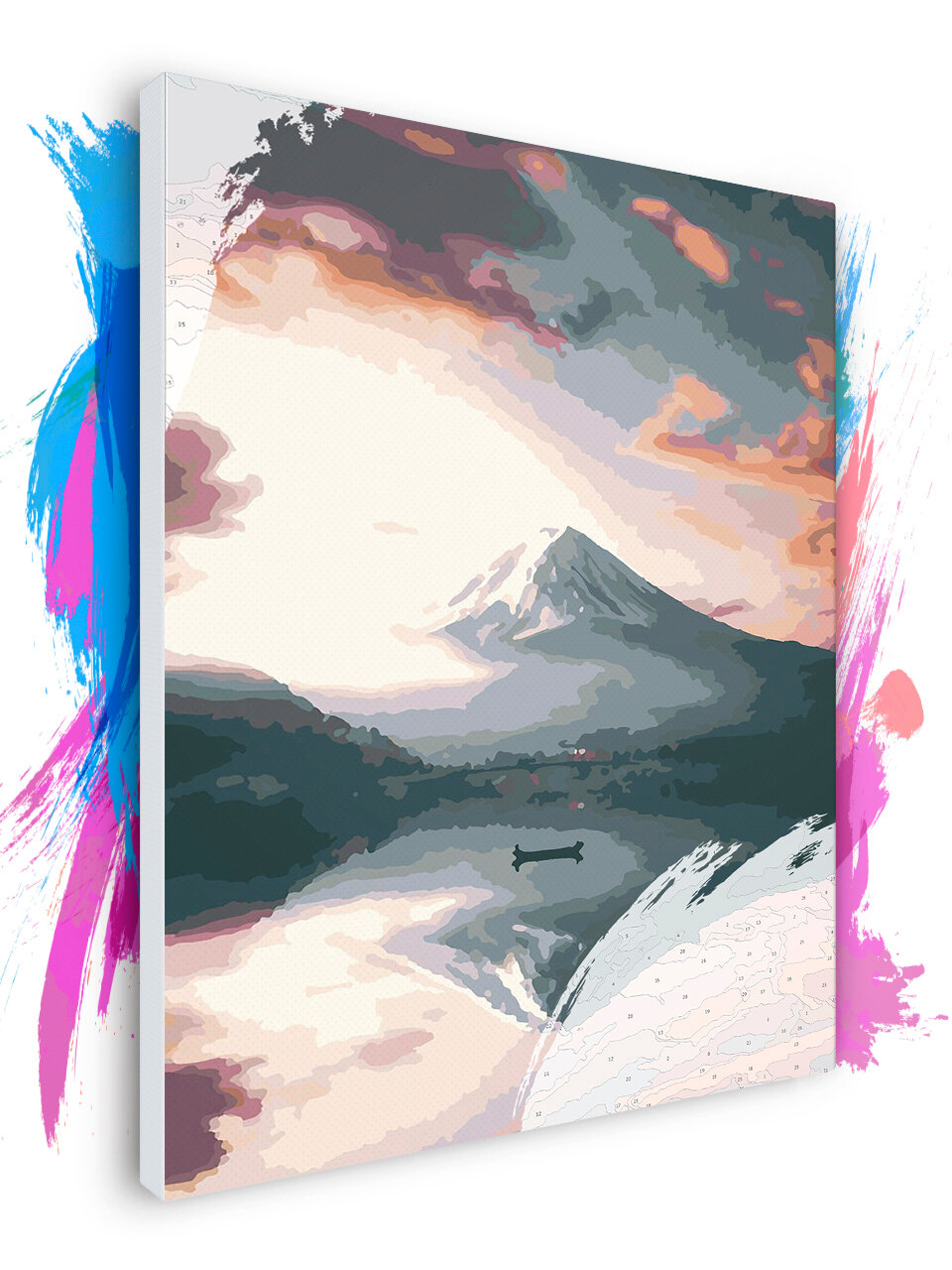 Картина по номерам на холсте Лодка на фоне Фудзи, 30 х 40 см