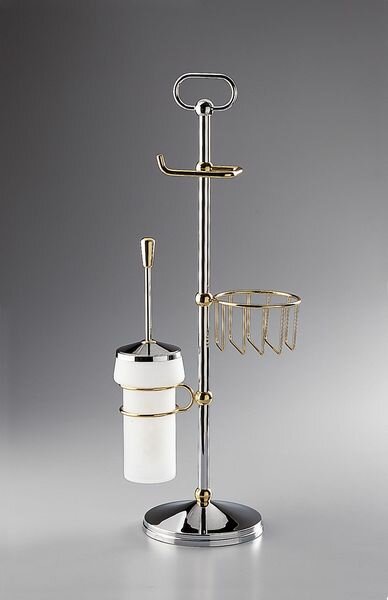 Стойка напольная с держателем для туалетной бумаги полочкой и ершиком WINDISCH 891213CR хром 200xh76