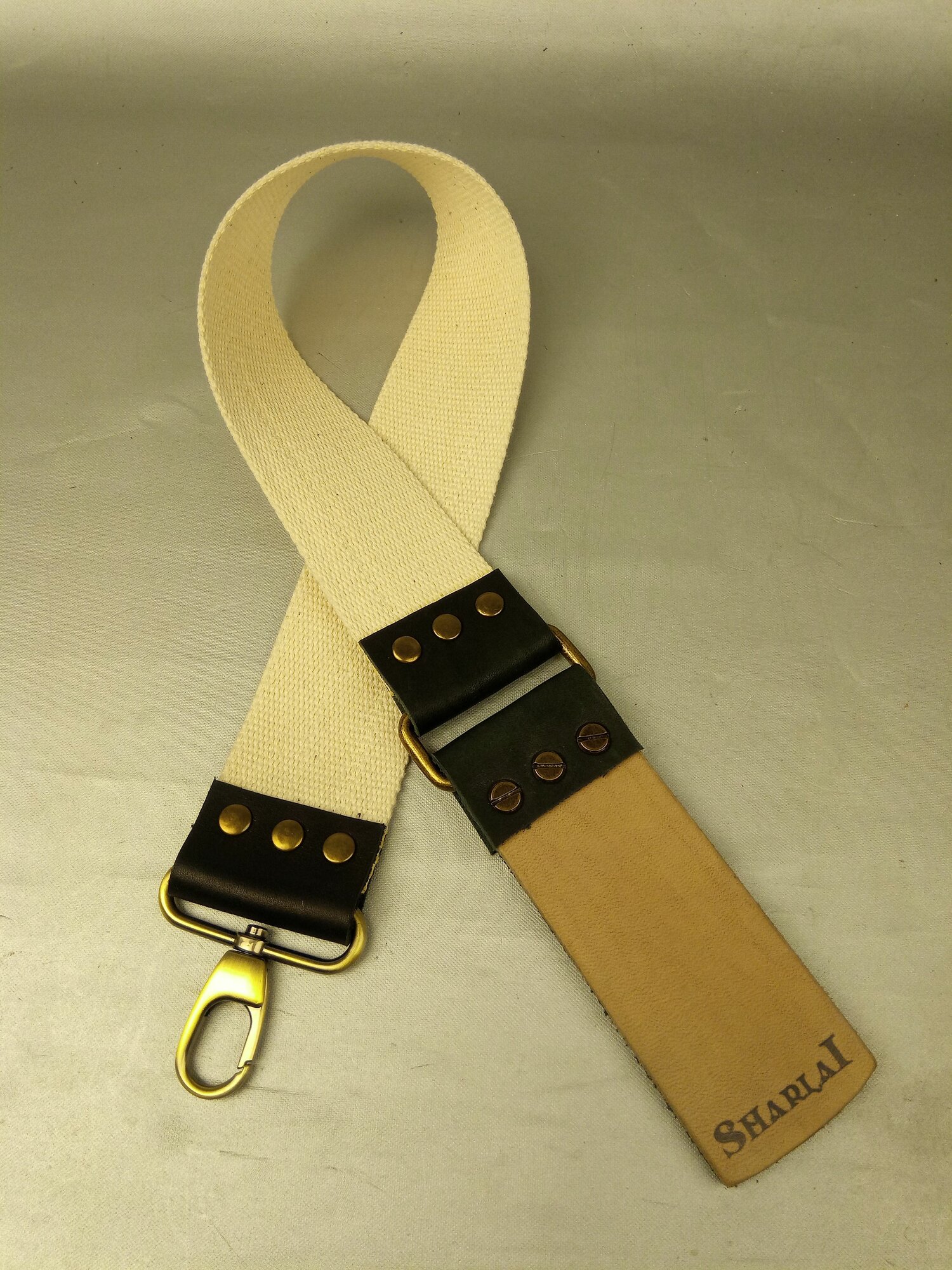 Р-023 Ремень - стропа натуральный хлопок. Для правки - доводки опасных бритв, ножей. (толщина стропы 2 мм.)