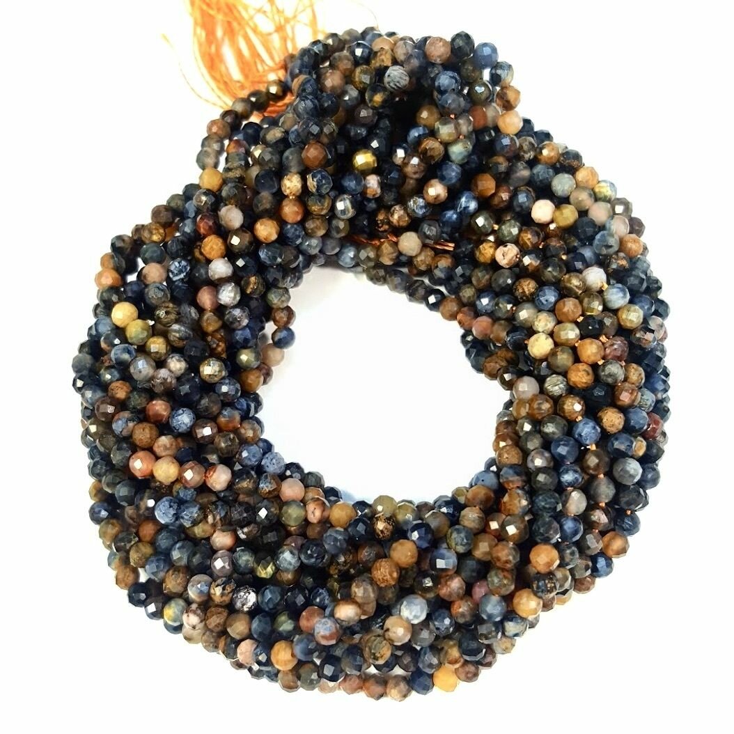 Бусины из натурального камня Питерсит А граненый 3,6 мм (нить 19 см), Suntrim