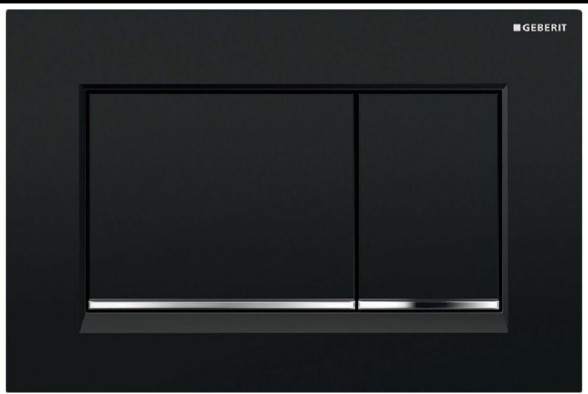 Смывная клавиша Geberit Sigma 30 - 115.883.14.1 черный матовый с полосками хром глянец