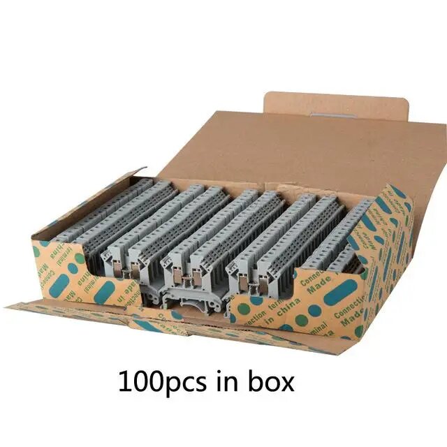 Dealhola UK2.5B серые клеммные блоки для DIN-рейки 100pcs a box