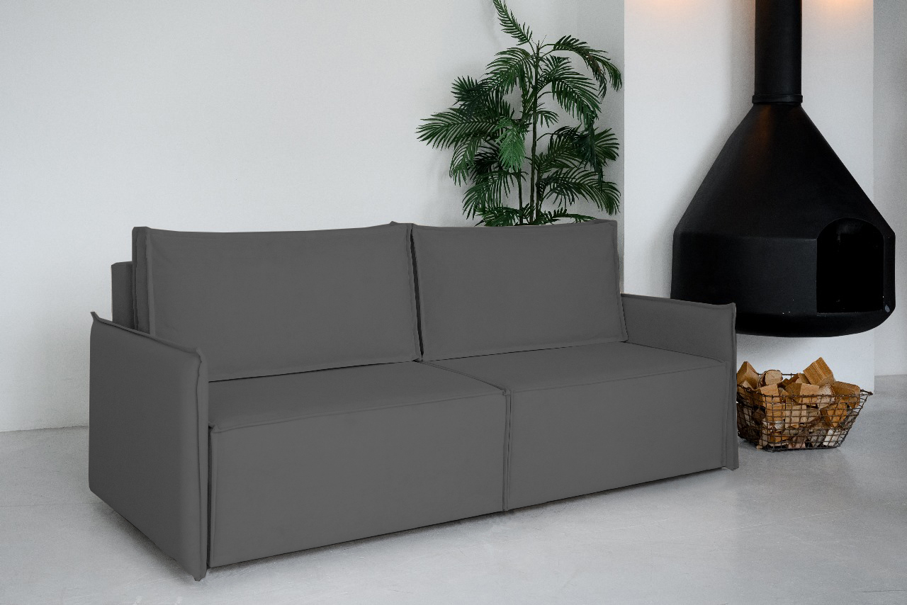 Диван-кровать "Минор", 2-х местный, 202х90х78, графит, еврокнижка