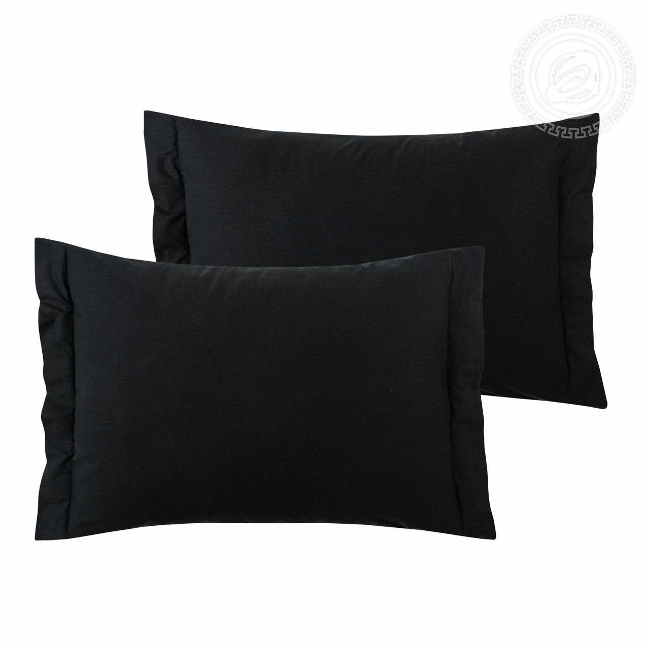 Набор наволочек с ушками поплин Чёрный 50х70 2 шт.