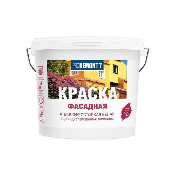 0006593 Краска фасадная PROREMONTT белая 6,5кг