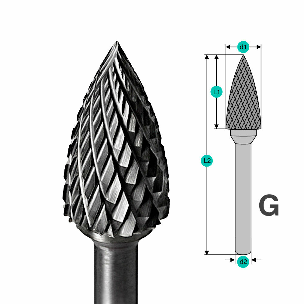 Твердосплавная, параболическая заостренная бор-фреза по металлу G1425M06 TORGWIN T601584