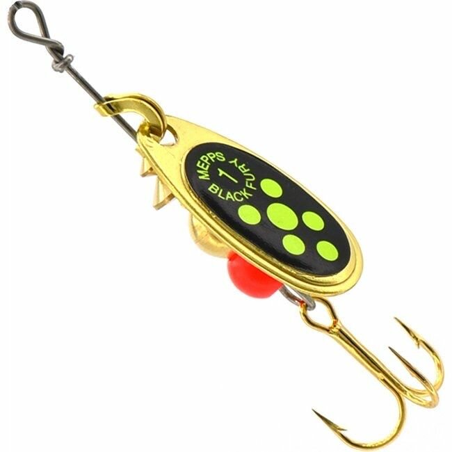Блесна Mepps Comet Black Fury N1; (Подложка-золото, внешняя-шартрез)