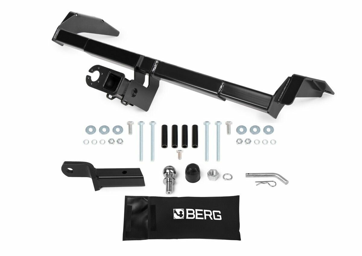 Фаркоп с унив. электрикой под квадрат для Chevrolet Niva (Шевроле Нива) 2002-2020, Travel 2021-н. в, шар E, 1200/75 кг, F.6016.002, Berg (паспорт, сертификат)