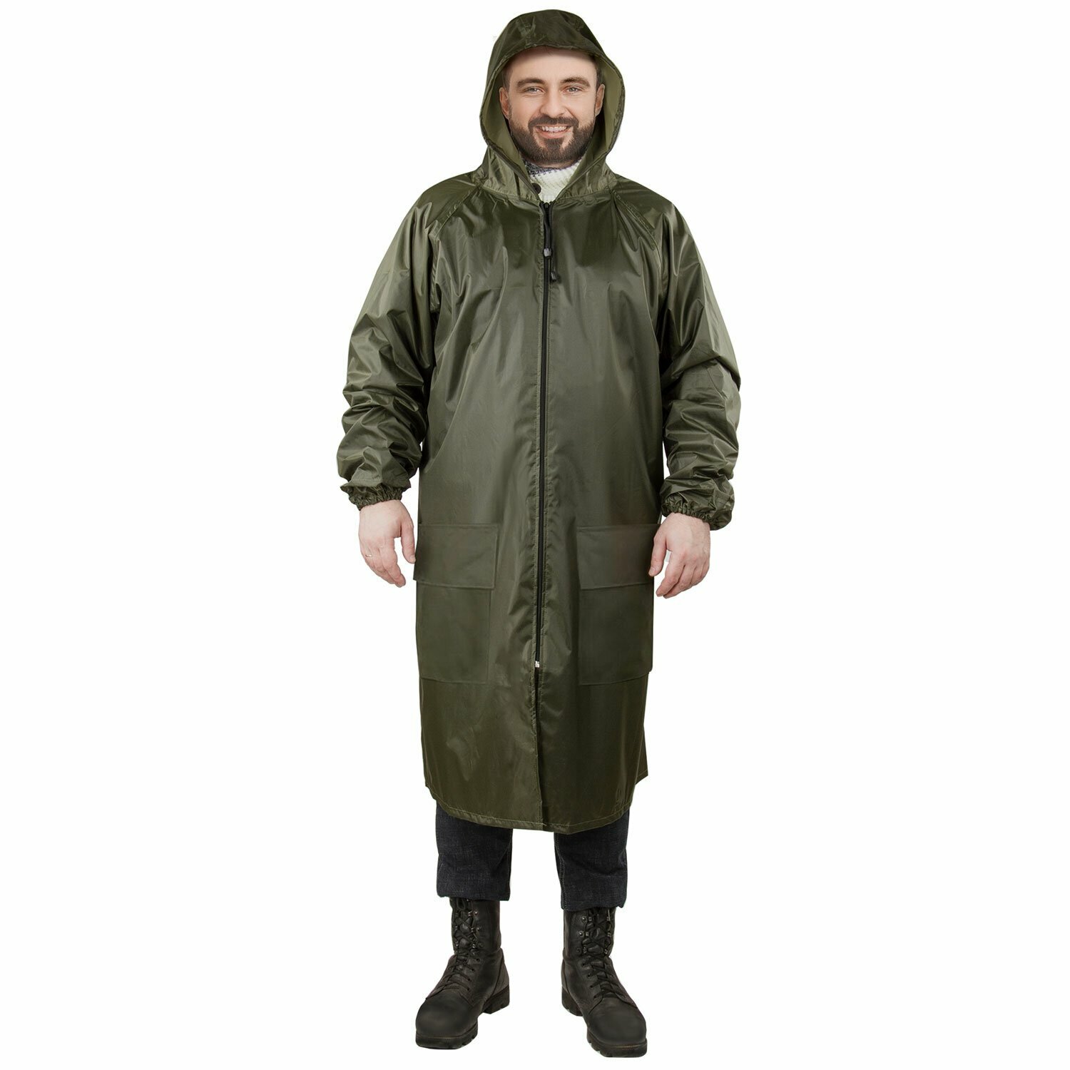 Дождевик плащ хаки С карманами многоразовый на молнии, размер 56-58, рост 170-176, грандмастер, 610884