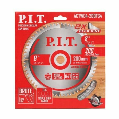 Диск пильный P.I.T. 200x30/20x2 мм 64T(ACTW04-200T64)