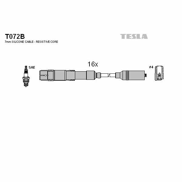 Комплект высоковольтных проводов для автомобиля, TESLA T072B (1 шт.)