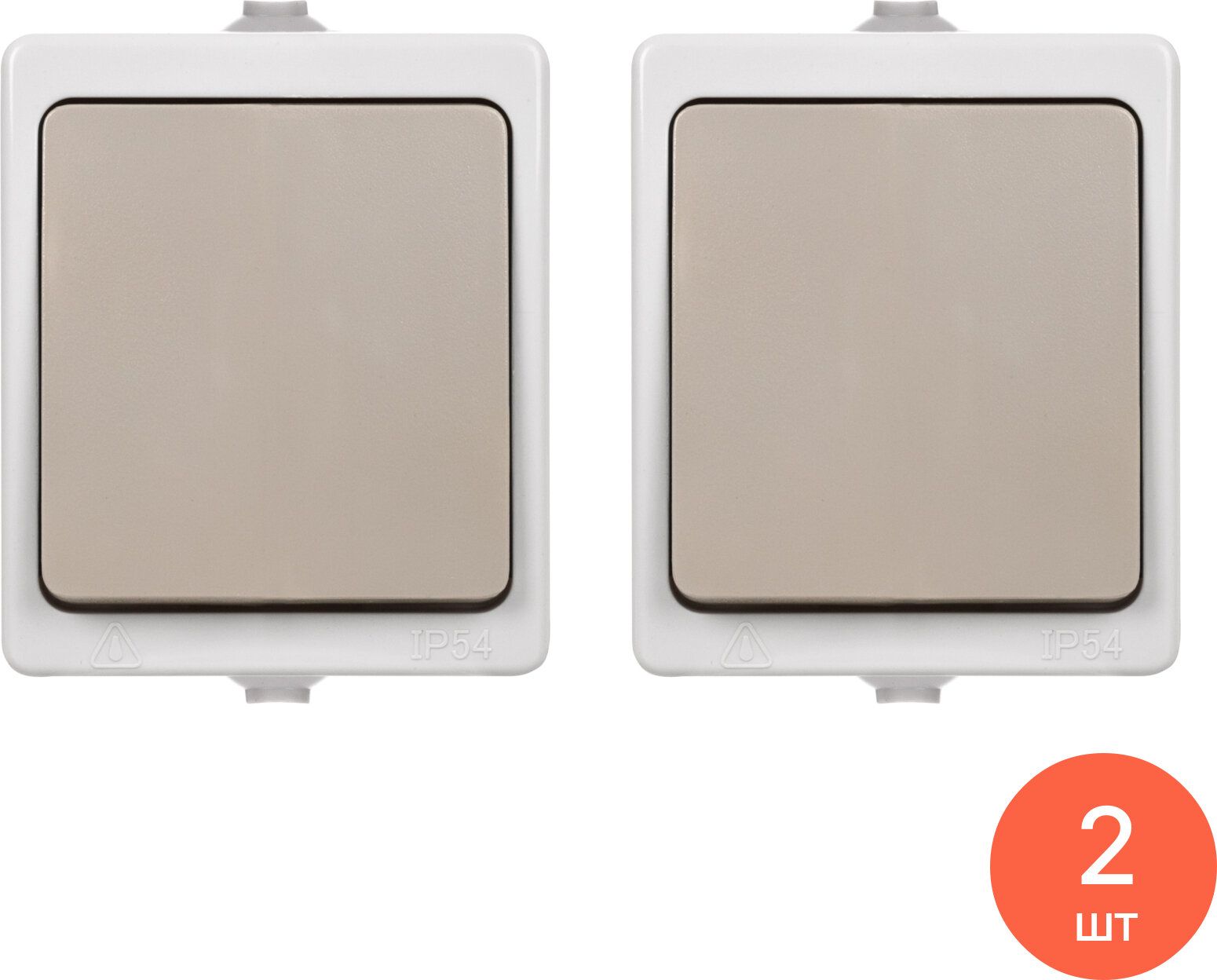 Выключатель TDM Electric / ТДМ Электрик Вуокса Переключатель, 10А IP54, серый одноклавишный открытой установки на 2 направления, SQ1803-0003 (комплект из 2 шт)